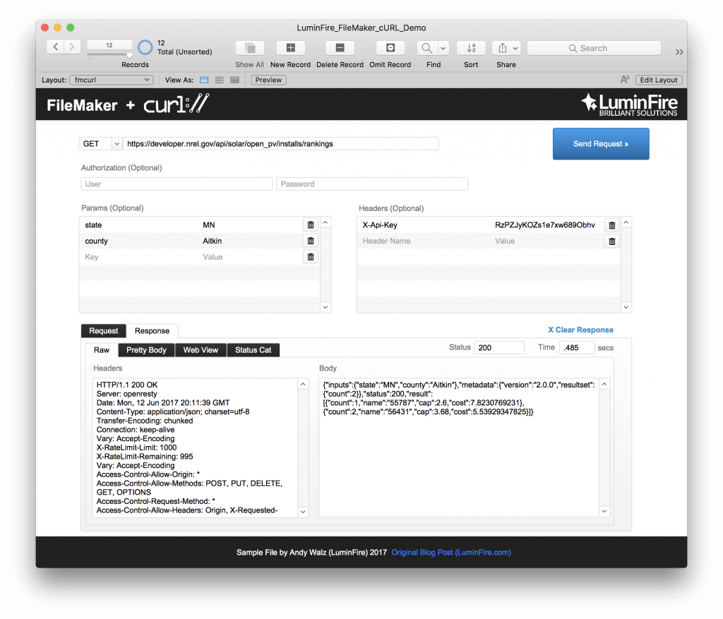 Curl Demo For Claris Pro And Filemaker Pro Luminfire