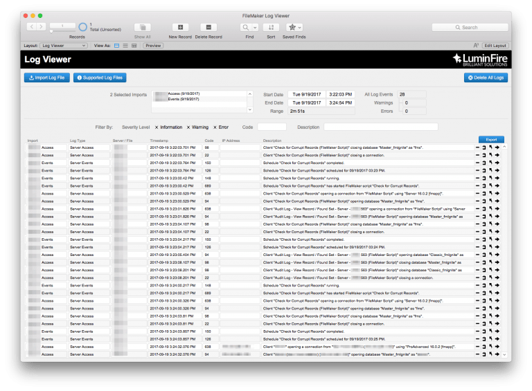 Filemaker Log Viewer View Log Files With Ease Luminfire