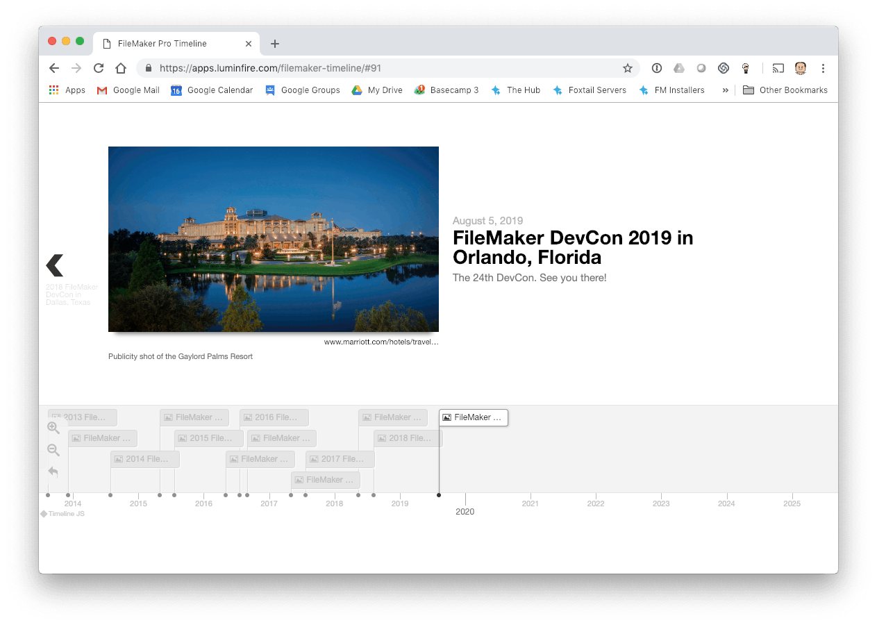 Create A Javascript Timeline Web Page Using Filemaker Luminfire