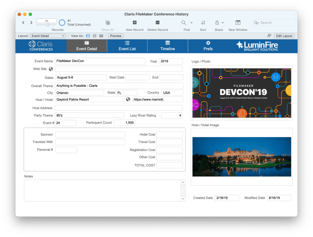 Claris Conference History - LuminFire