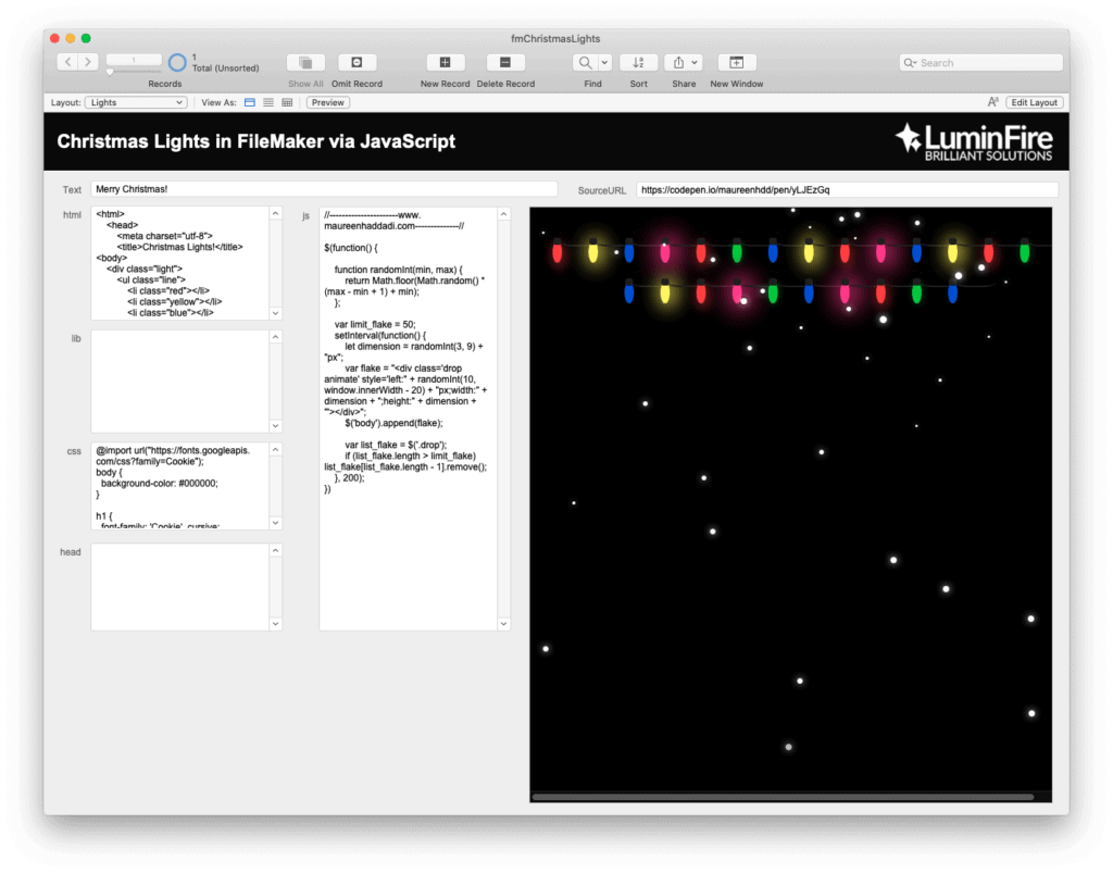Christmas Lights for Claris Pro & FileMaker Pro - LuminFire