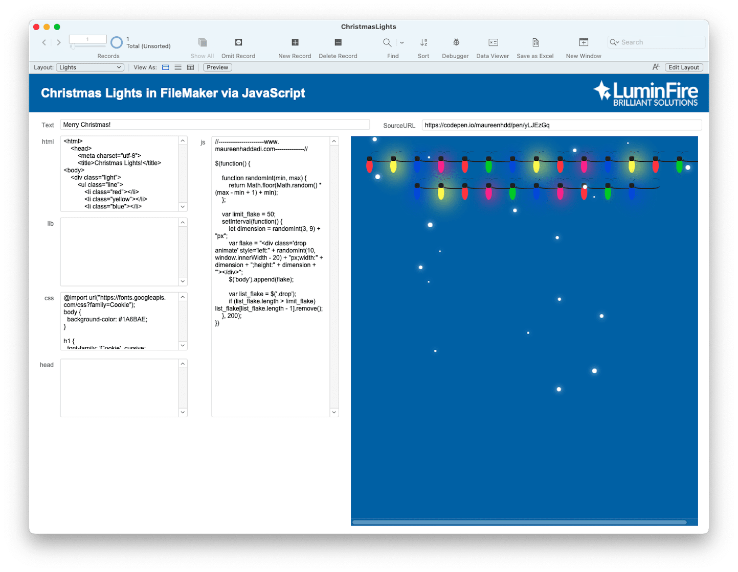 Christmas Lights for Claris Pro & FileMaker Pro - LuminFire