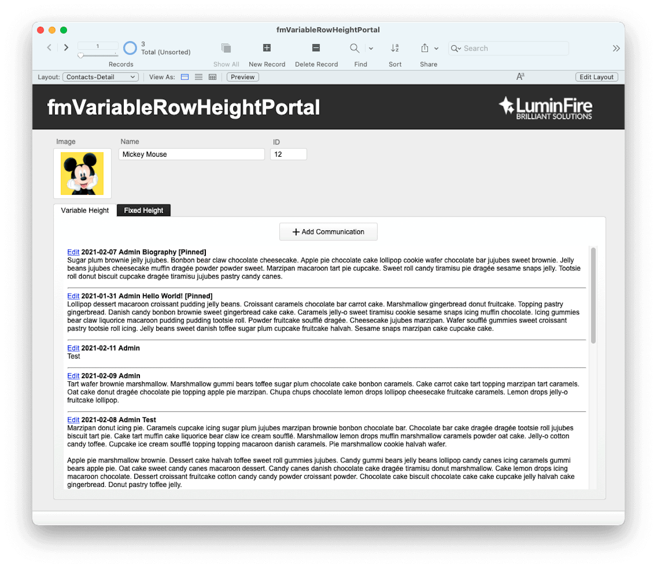 Variable Row Height Portal for Claris Pro & FileMaker Pro - LuminFire